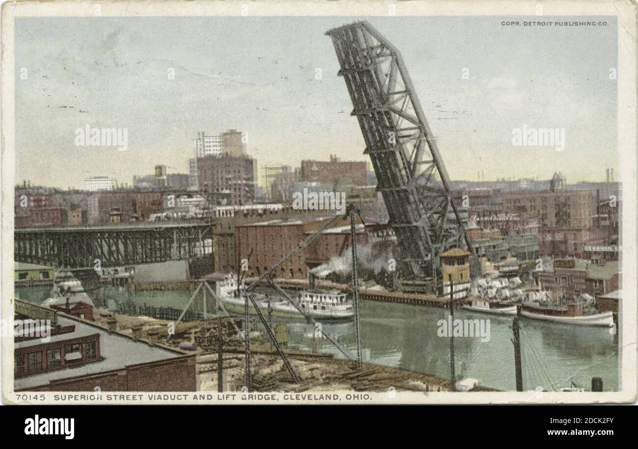 Superior Street Viaduct and Lift Bridge, Cleveland, Ohio., still image ...