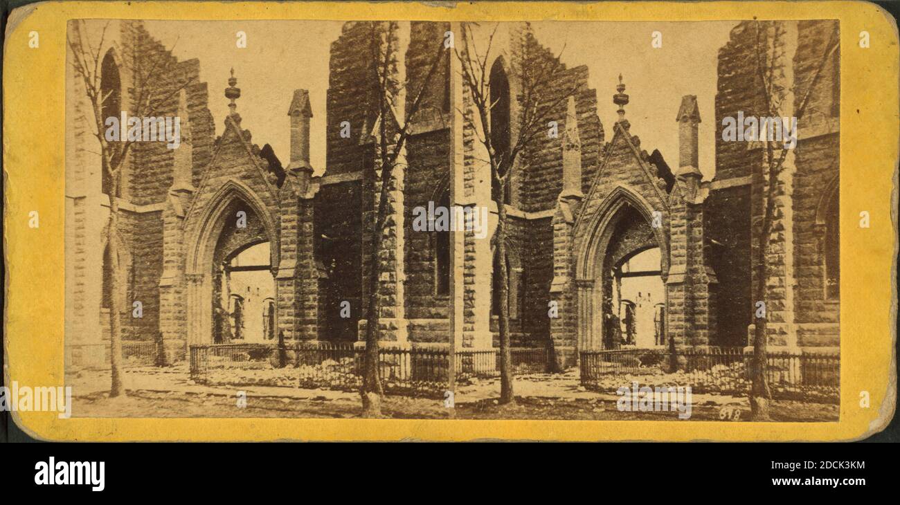 Ruins of Chicago: Unity Church., still image, Stereographs, 1871 Stock ...