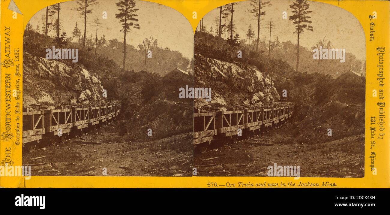 Ore train and van in the Jackson Iron Mine., still image, Stereographs ...