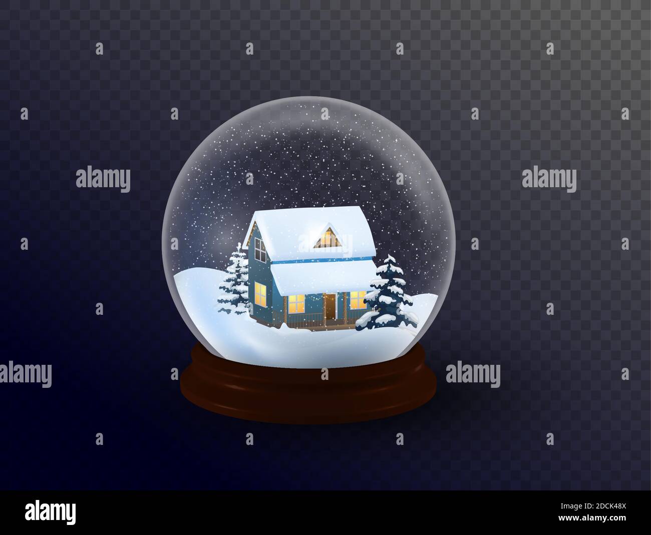 Snow globe with a town. All elements and textures are individual ...
