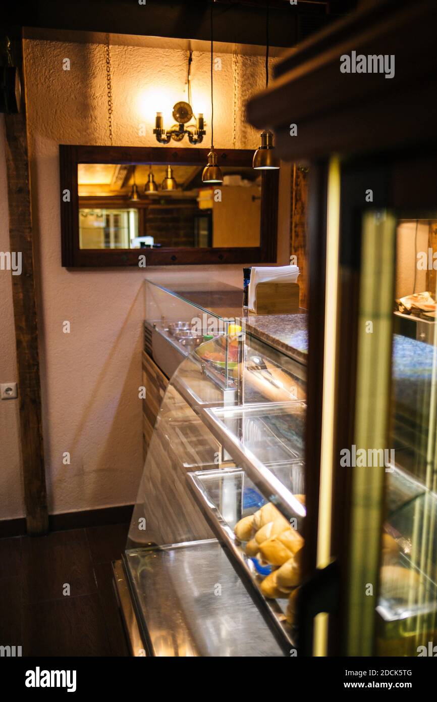 a vertical shot of a restaurant bar stand with containers Stock Photo ...