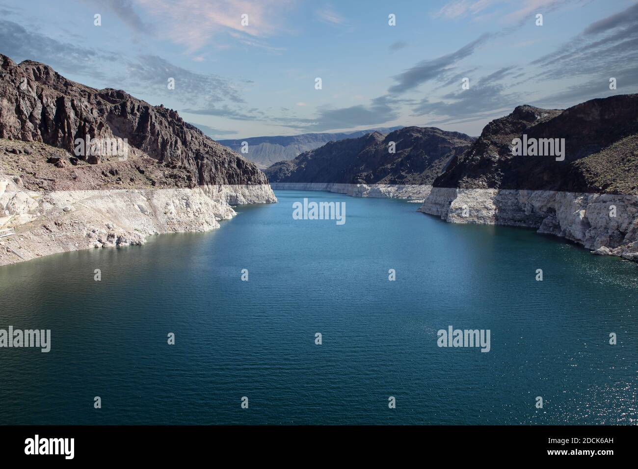Low waterline with cloudy sky at Lake Mead in Southern Nevada Stock ...