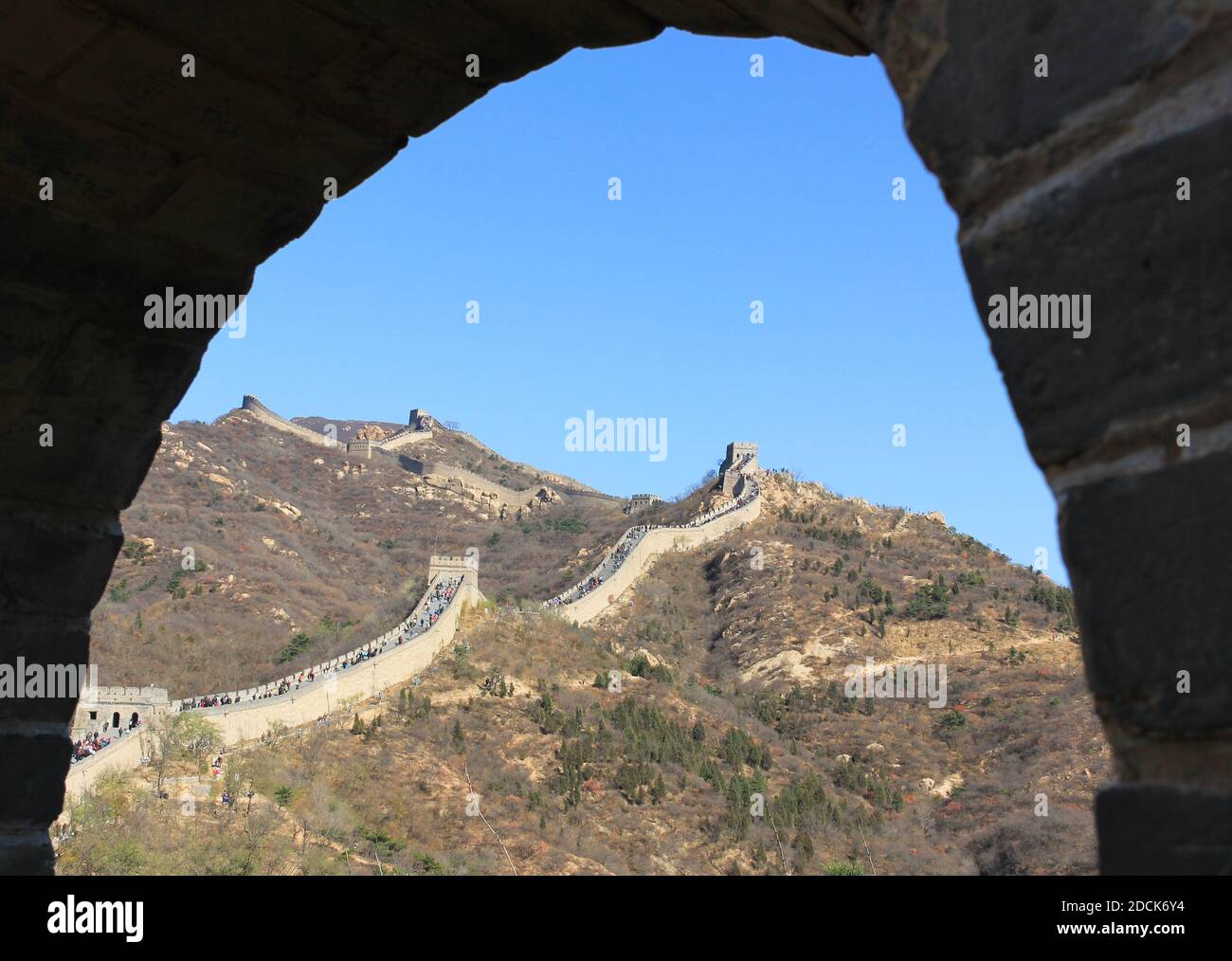 Great Wall framed by an arc in Badaling, China. Unesco World Heritage ...