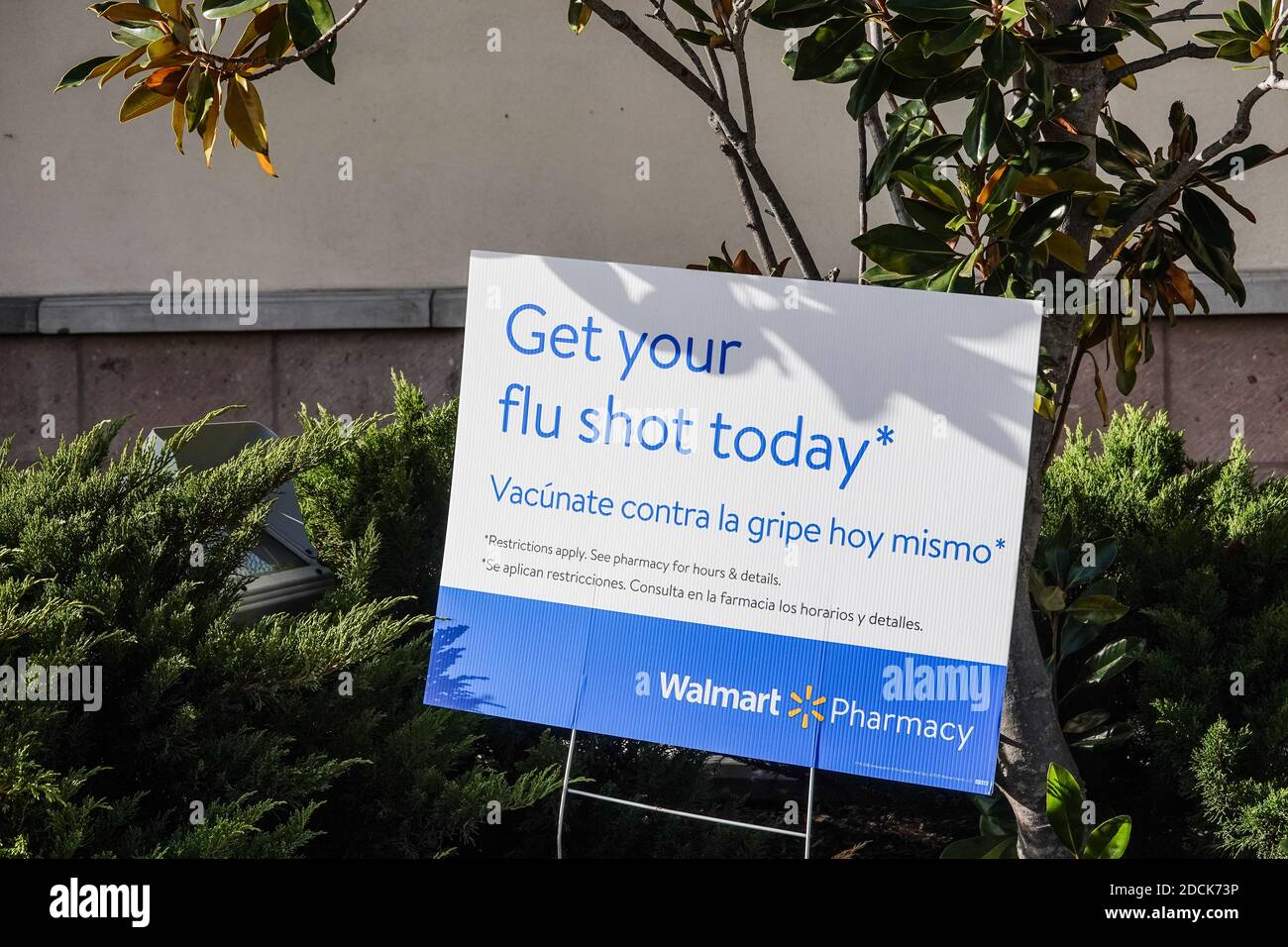 Get your flu shot sign outside a Walmart store in Foothill Ranch ...