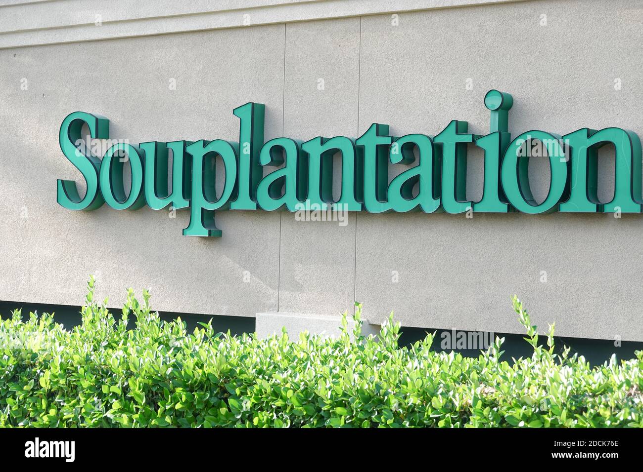 Souplantation sign on exterior wall outside a Local Restaurant as ...