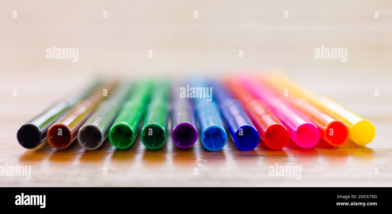 Front perspective of a row of twelve color pens to choose from ...