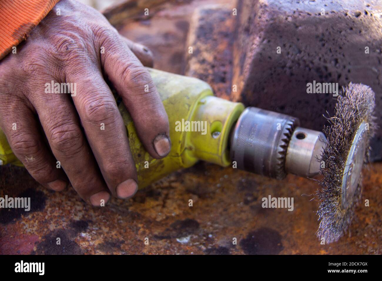 Working with a drill Stock Photo - Alamy