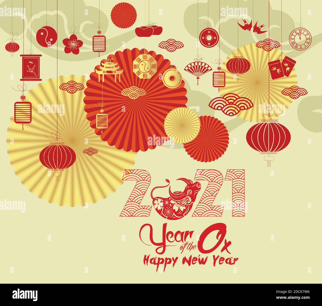 Chinese New Year 2021 Year of Ox Vector Design for your greetings card ...