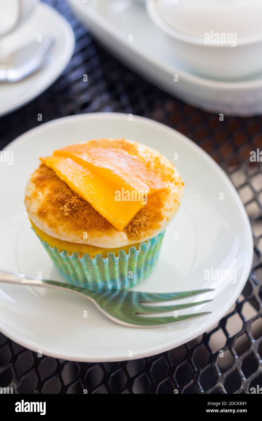 A cupcake with cream cheese frosting at a local cafe in Leyte ...