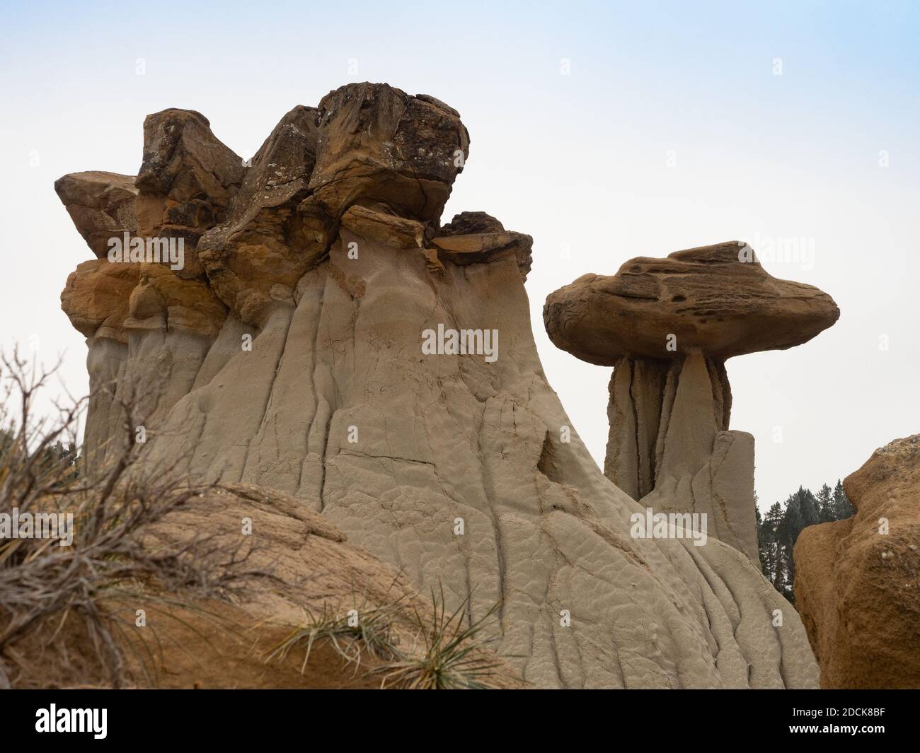 Hoodoos or sandstone formations at Makoshika State Park in Montana ...