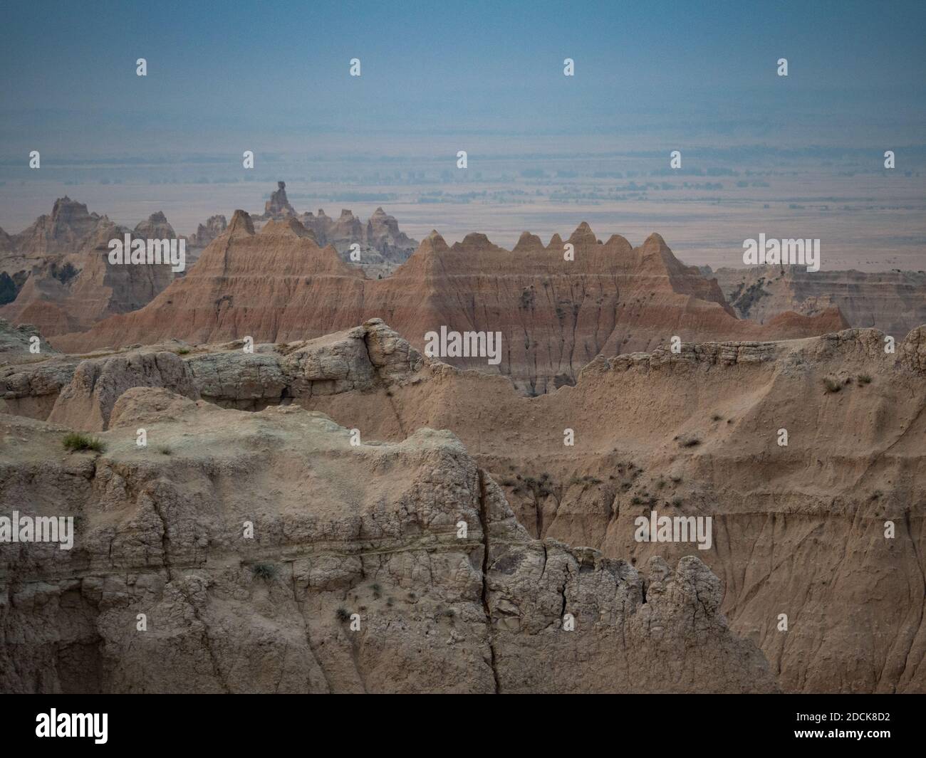 View of the Pinnacles section of Badlands National Park in South Dakota ...