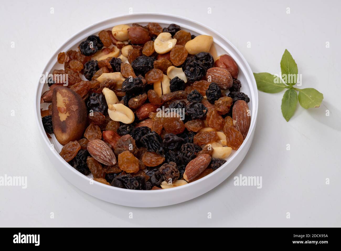 Mix of nuts with dried fruits, peanuts, Brazil nuts, cashew nuts ...
