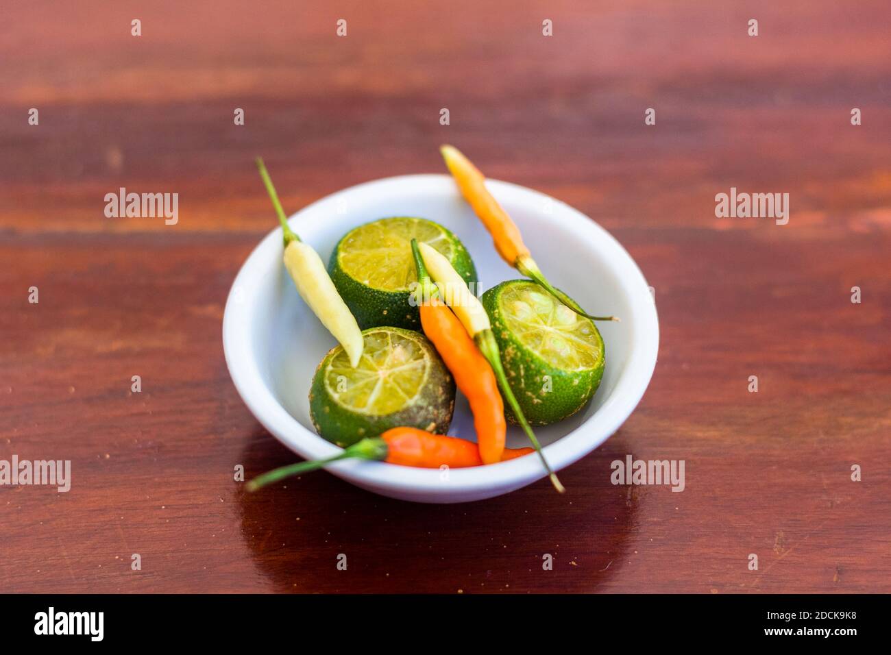 Filipino lime and peppers used as condiment in Philippine cuisine Stock ...
