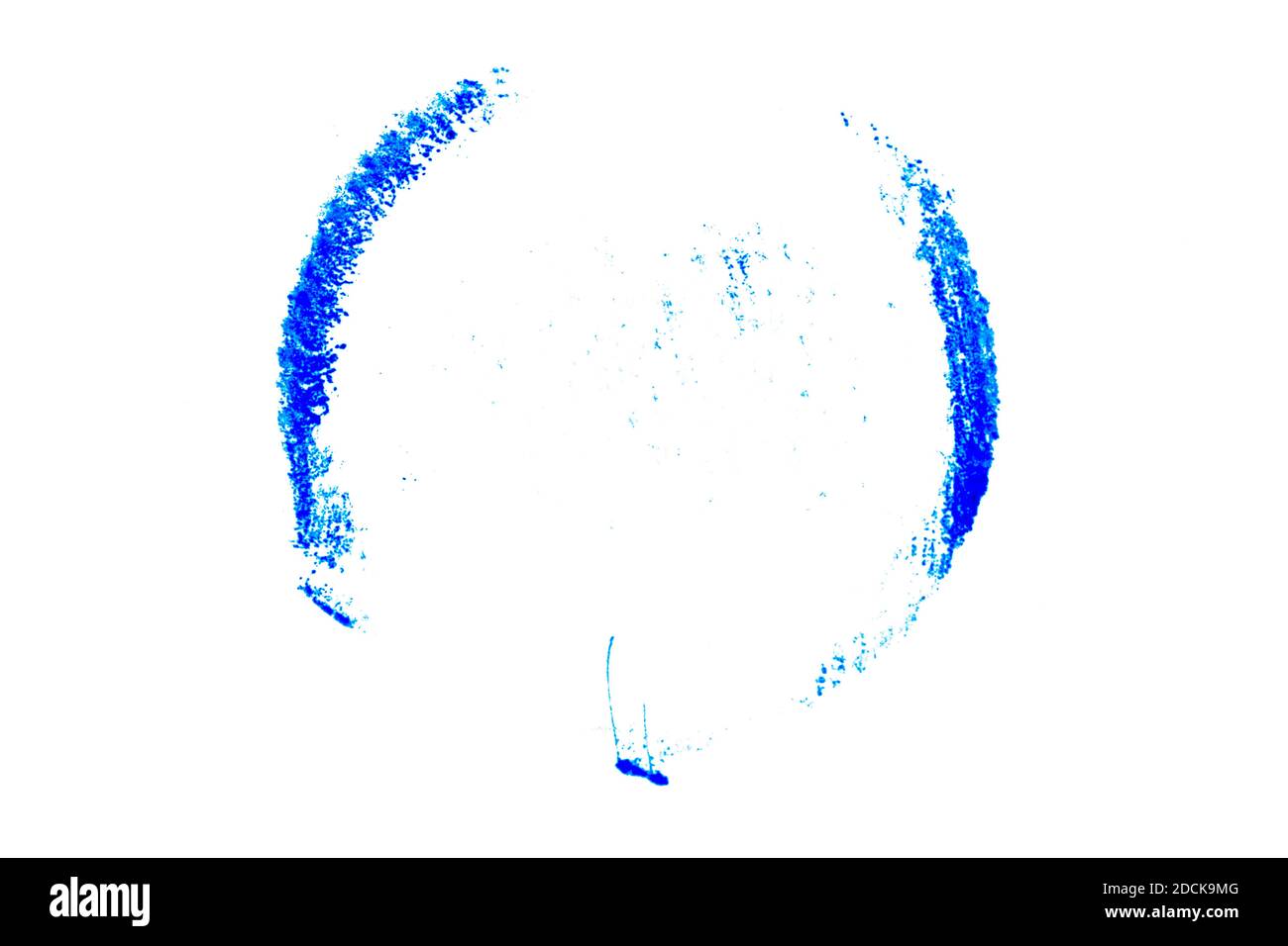 Blue color ink in round shape textured background as stamp or frame ...