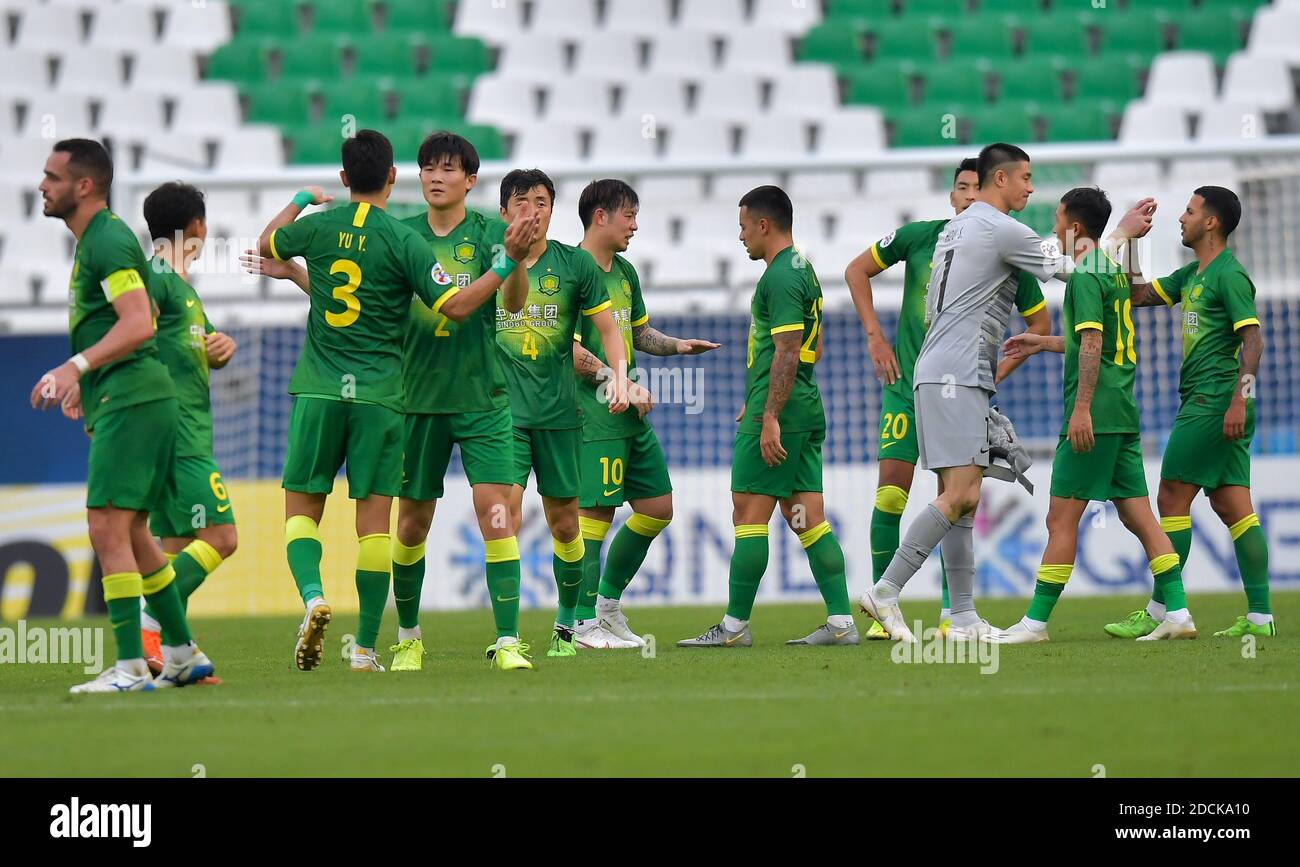 Doha, Qatar. 21st Nov, 2020. Players of Beijing FC celebrate after ...