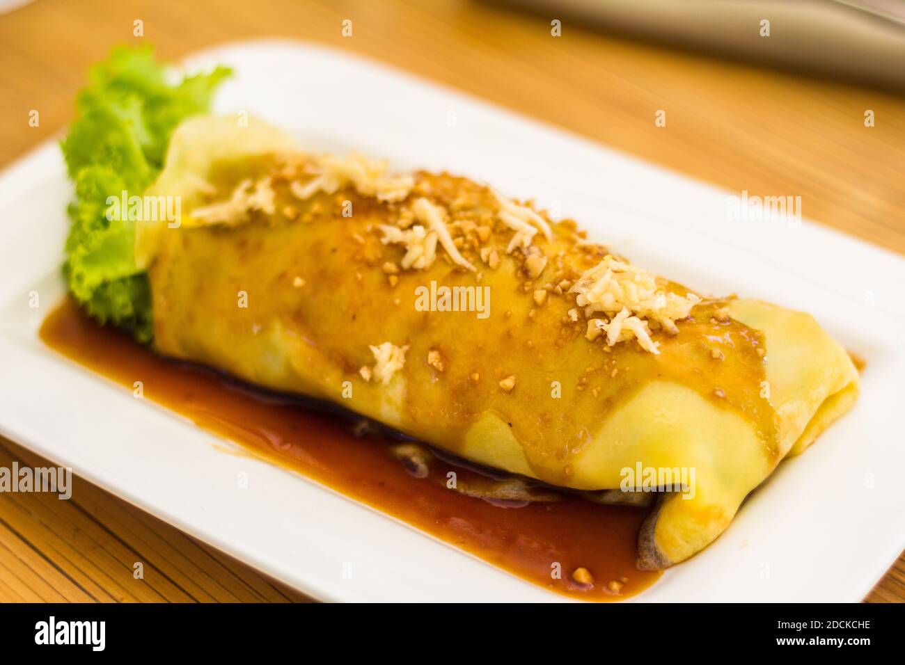 A plate of fresh vegetable lumpia with peanut sauce in Aklan ...