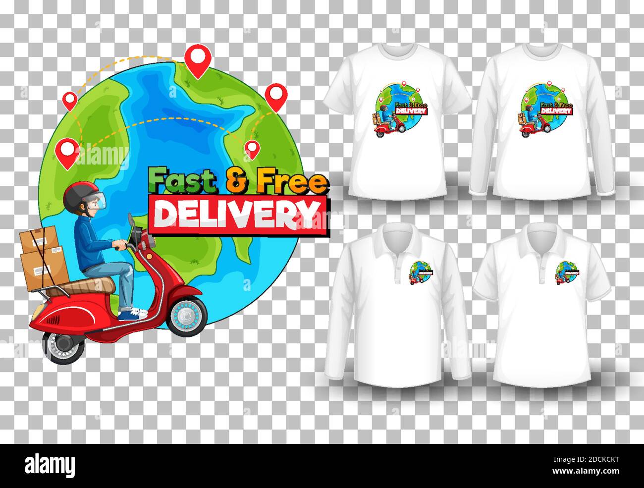 Set of mockup shirt with delivery theme illustration Stock Vector Image ...