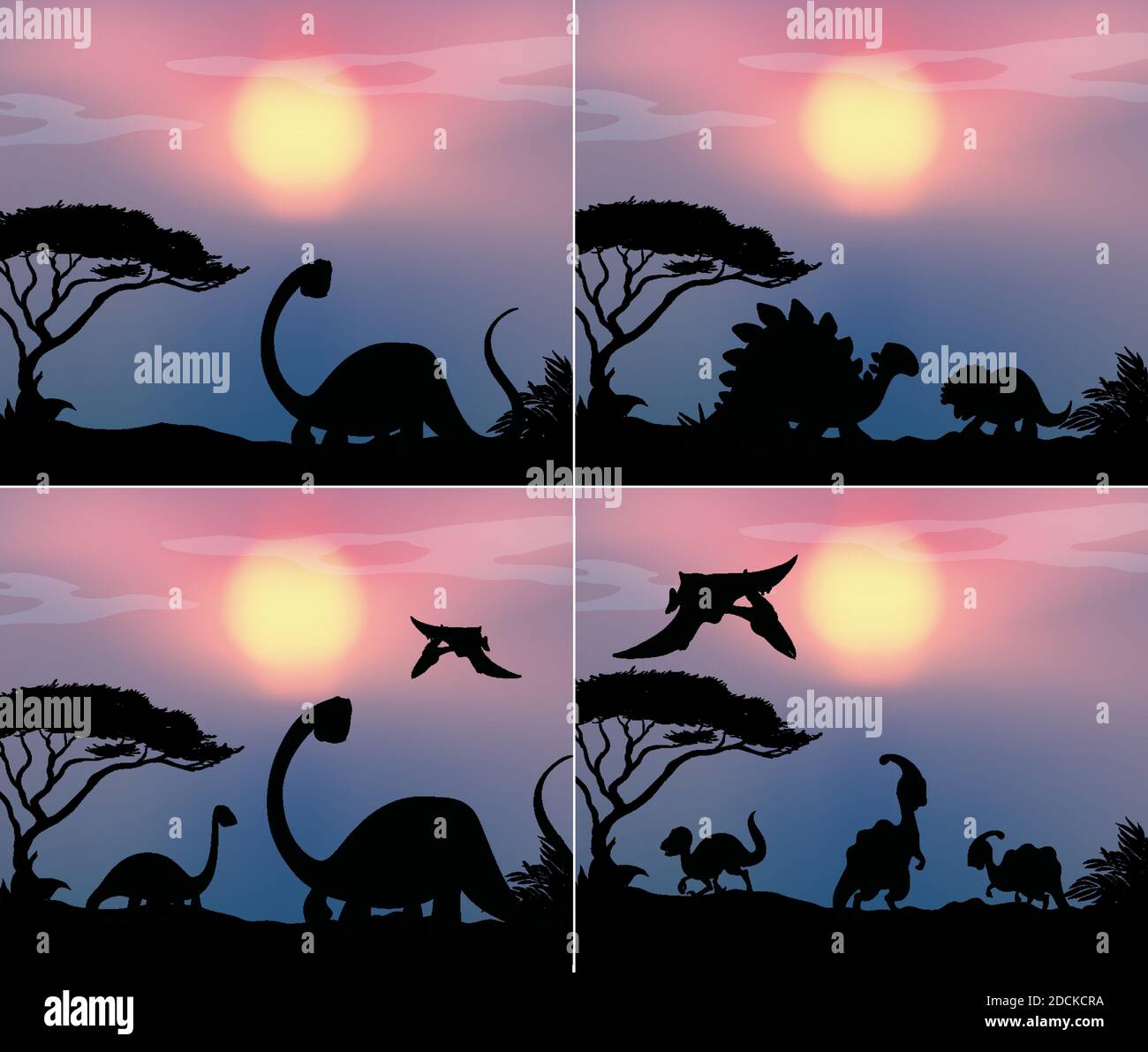 Set dinosaur in nature background illustration Stock Vector Image & Art ...