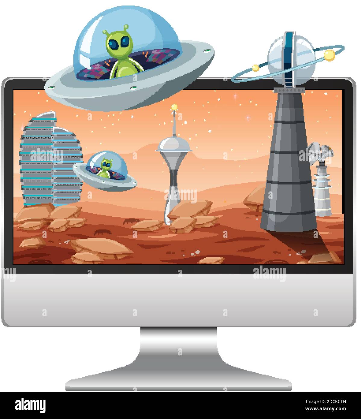 Alien galaxy background on computer screen illustration Stock Vector ...