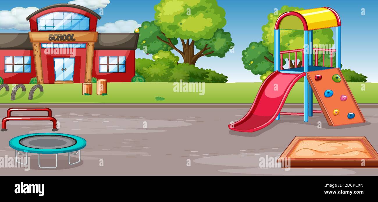 Empty school outdoor playground illustration Stock Vector Image & Art ...