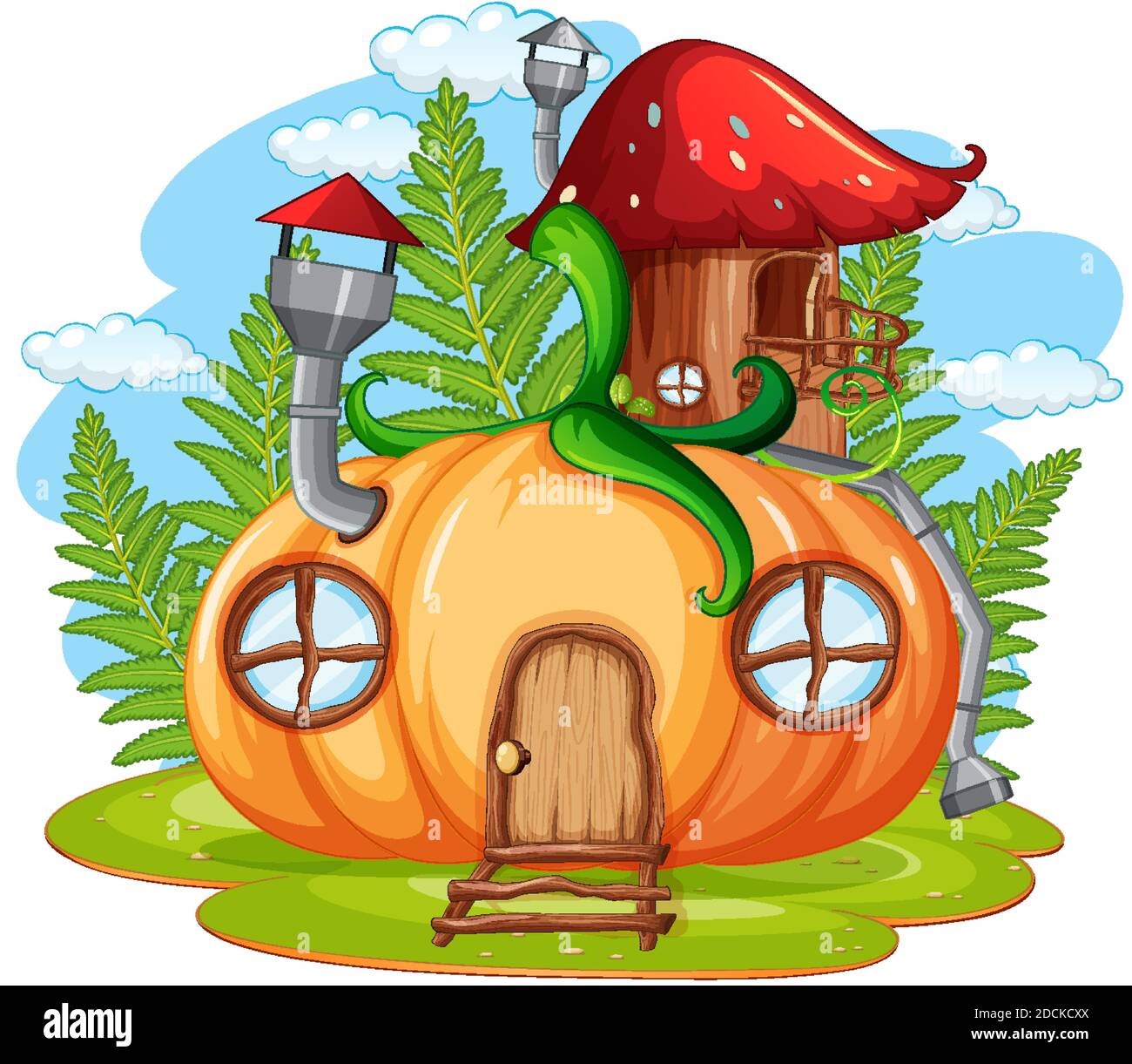 Isolated fantasy pumpkin house illustration Stock Vector Image & Art ...