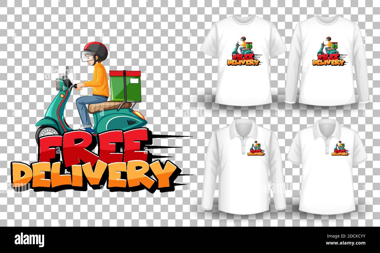 Set of mockup shirt with delivery theme illustration Stock Vector Image ...