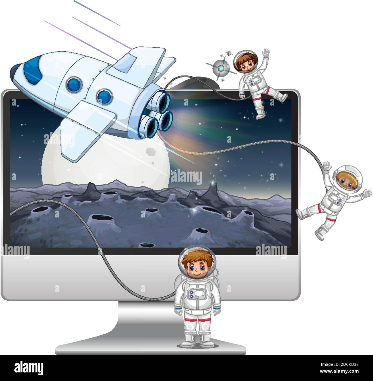 Galaxy background on computer screen illustration Stock Vector Image ...