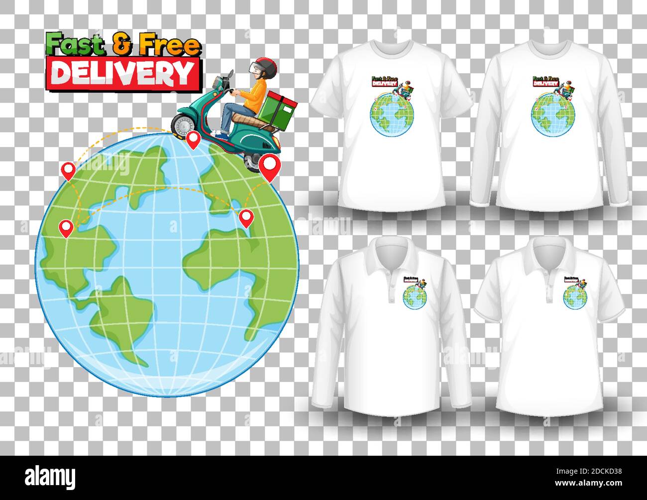 Set of mockup shirt with delivery theme illustration Stock Vector Image ...