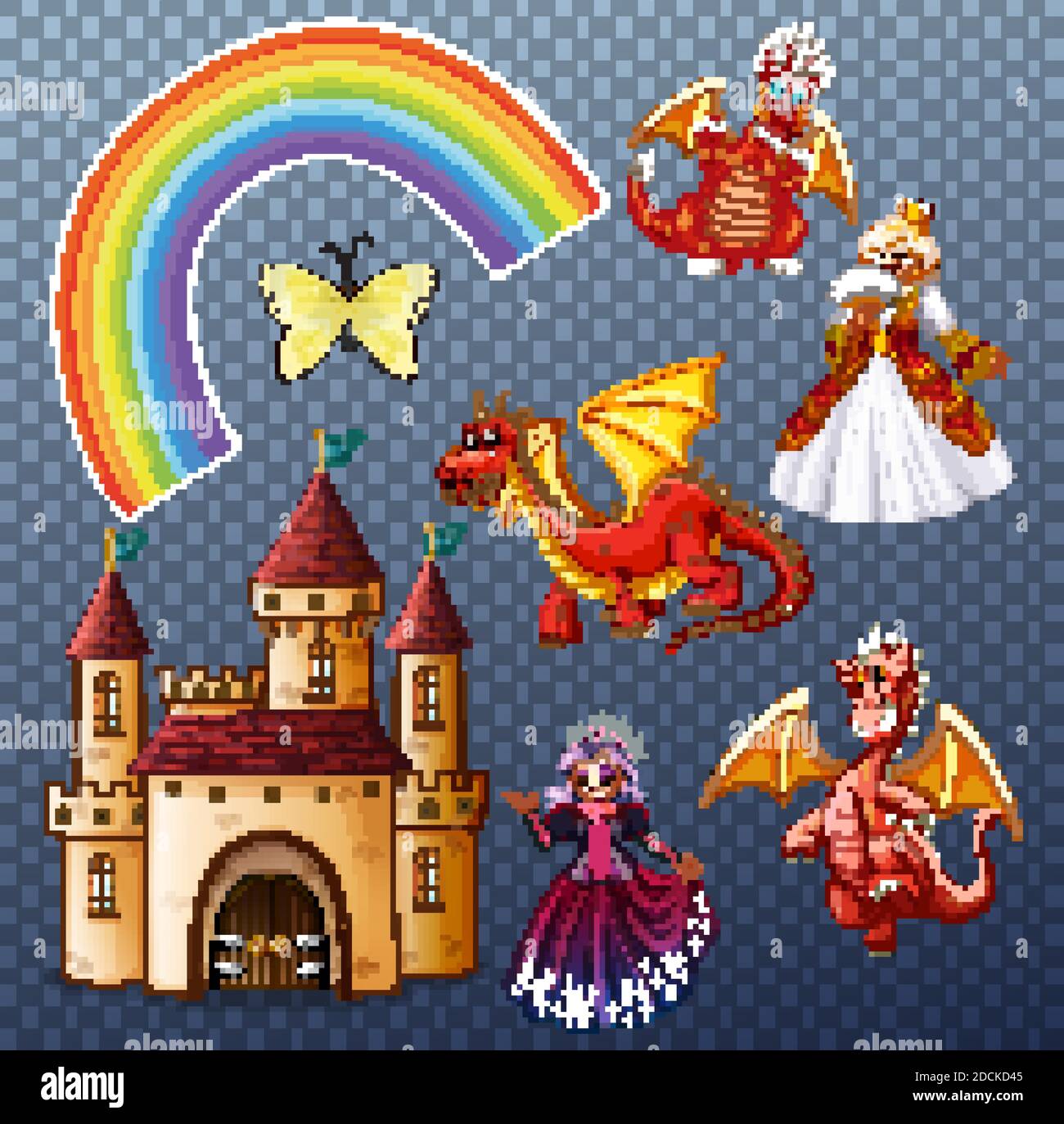 Set of folk fantasy elements isolated on transparent background ...