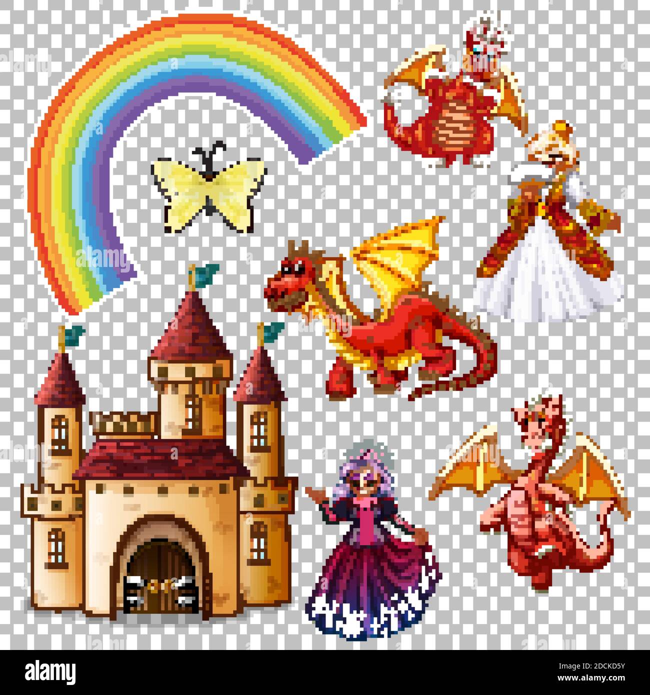 Set of folk fantasy elements isolated on transparent background ...