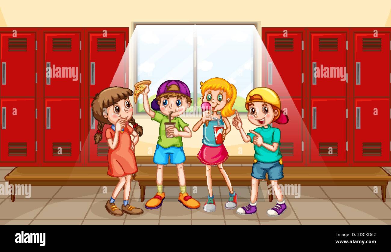 Group of children at changing room illustration Stock Vector Image ...