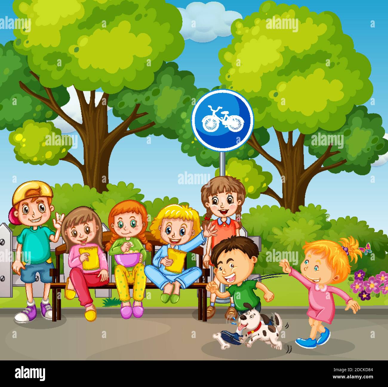 Children playing in the park scene illustration Stock Vector Image ...