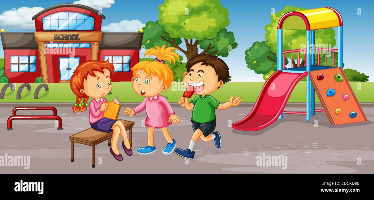 Children In School Playground Clipart
