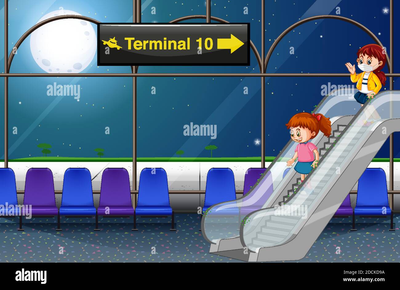 Girls arriving at the airport illustration Stock Vector Image & Art - Alamy