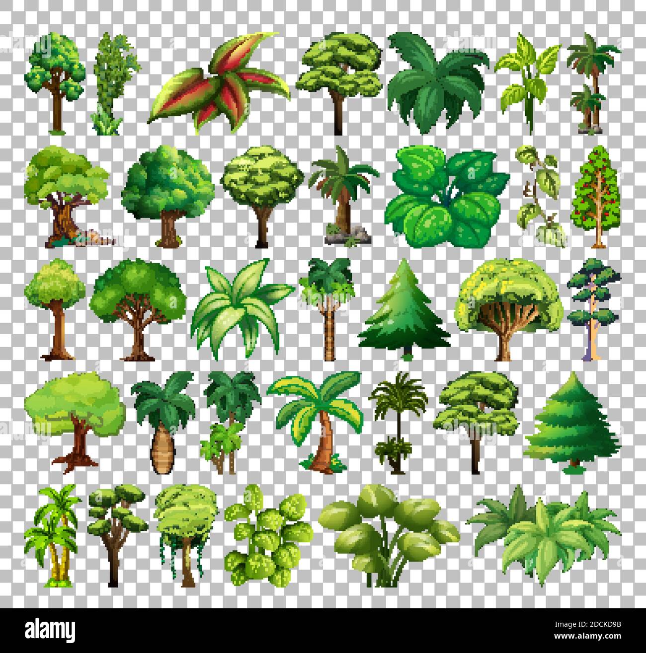 Set of tree on transparent background illustration Stock Vector Image ...