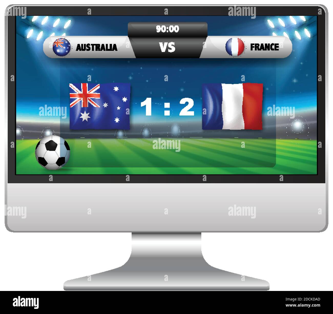 Football match score news on computer screen isolated illustration ...