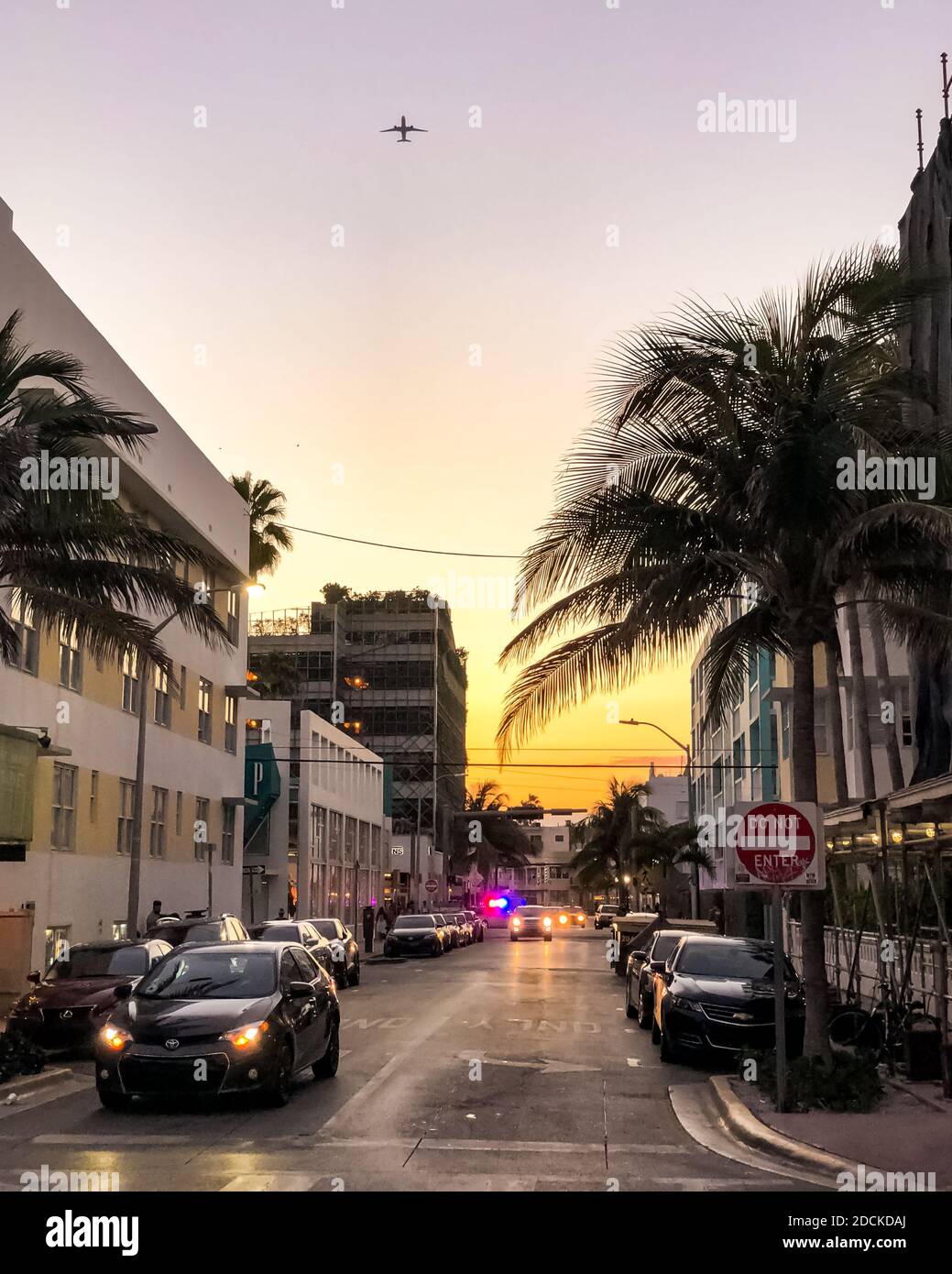Miami South Beach, Ocean Drive during sunset Stock Photo - Alamy