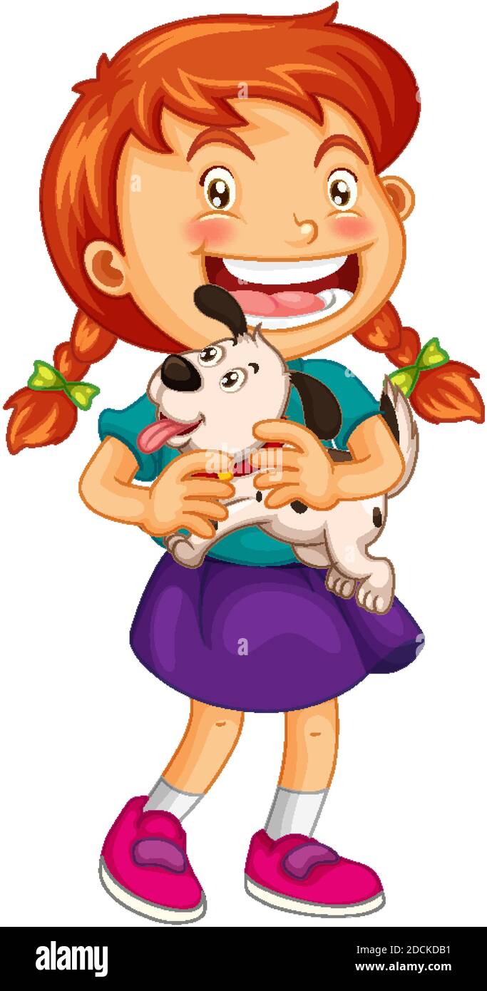 Girl With Puppy Clip Art