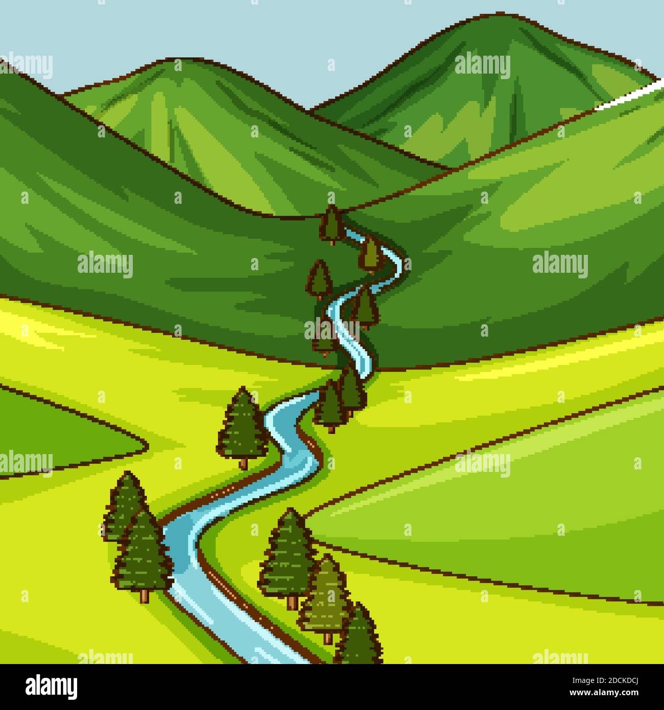 Empty green nature scene with long river illustration Stock Vector ...