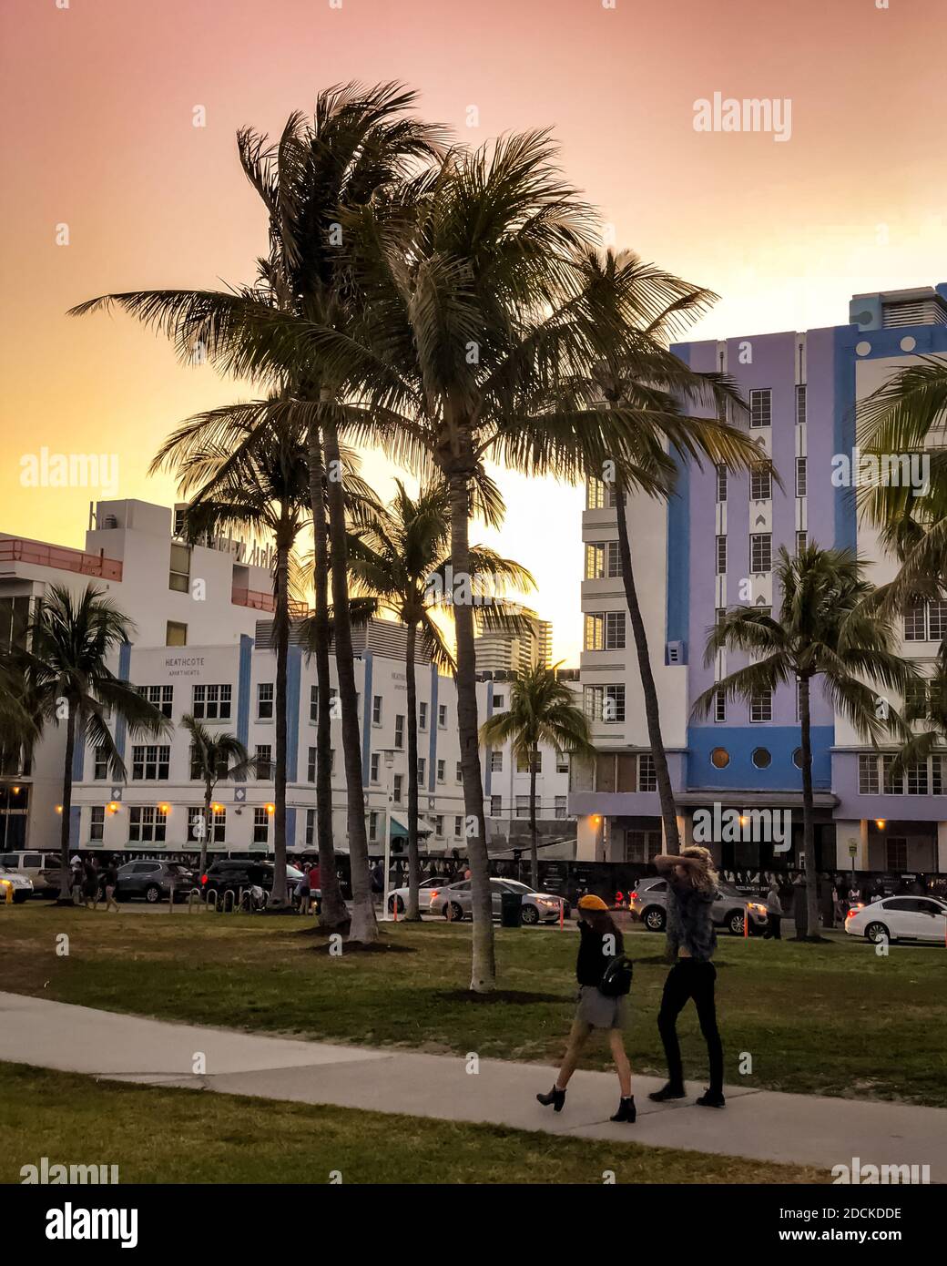 Miami South Beach, Ocean Drive during sunset Stock Photo - Alamy