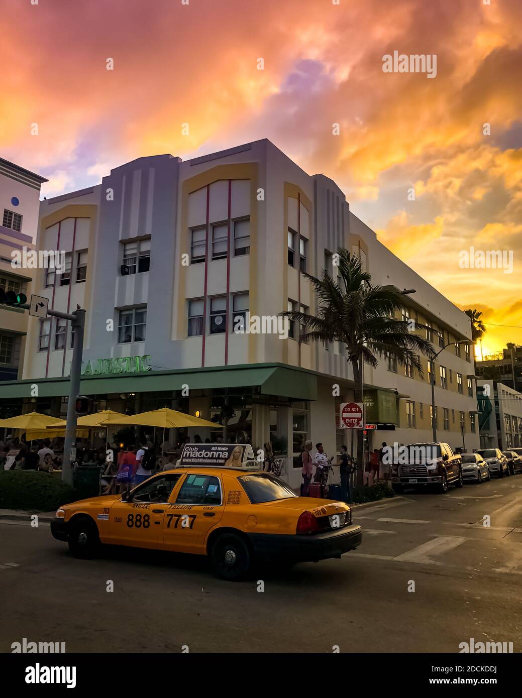 Miami South Beach, Ocean Drive during sunset Stock Photo - Alamy