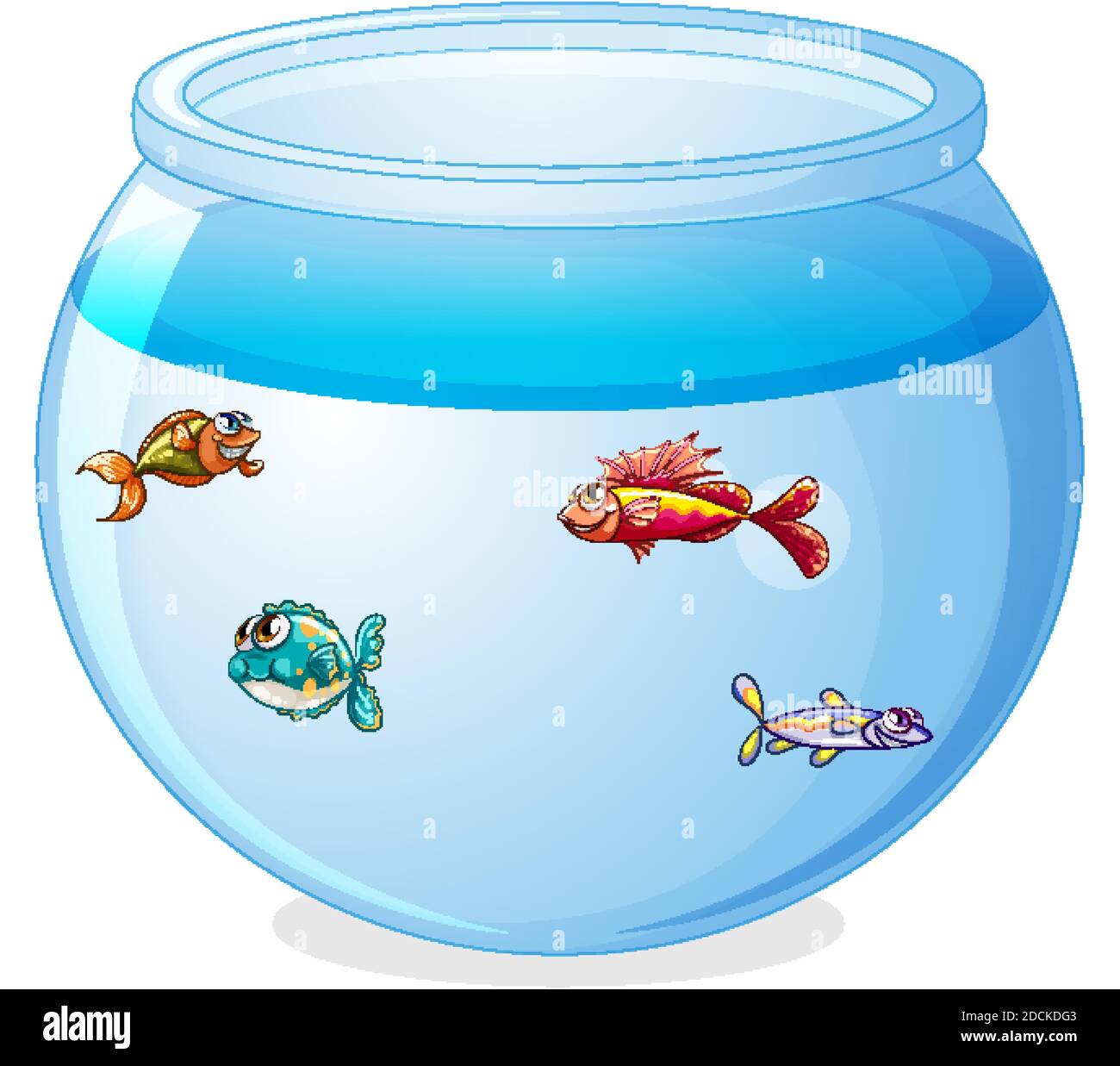 Cute fishes in the tank cartoon isolated illustration Stock Vector ...