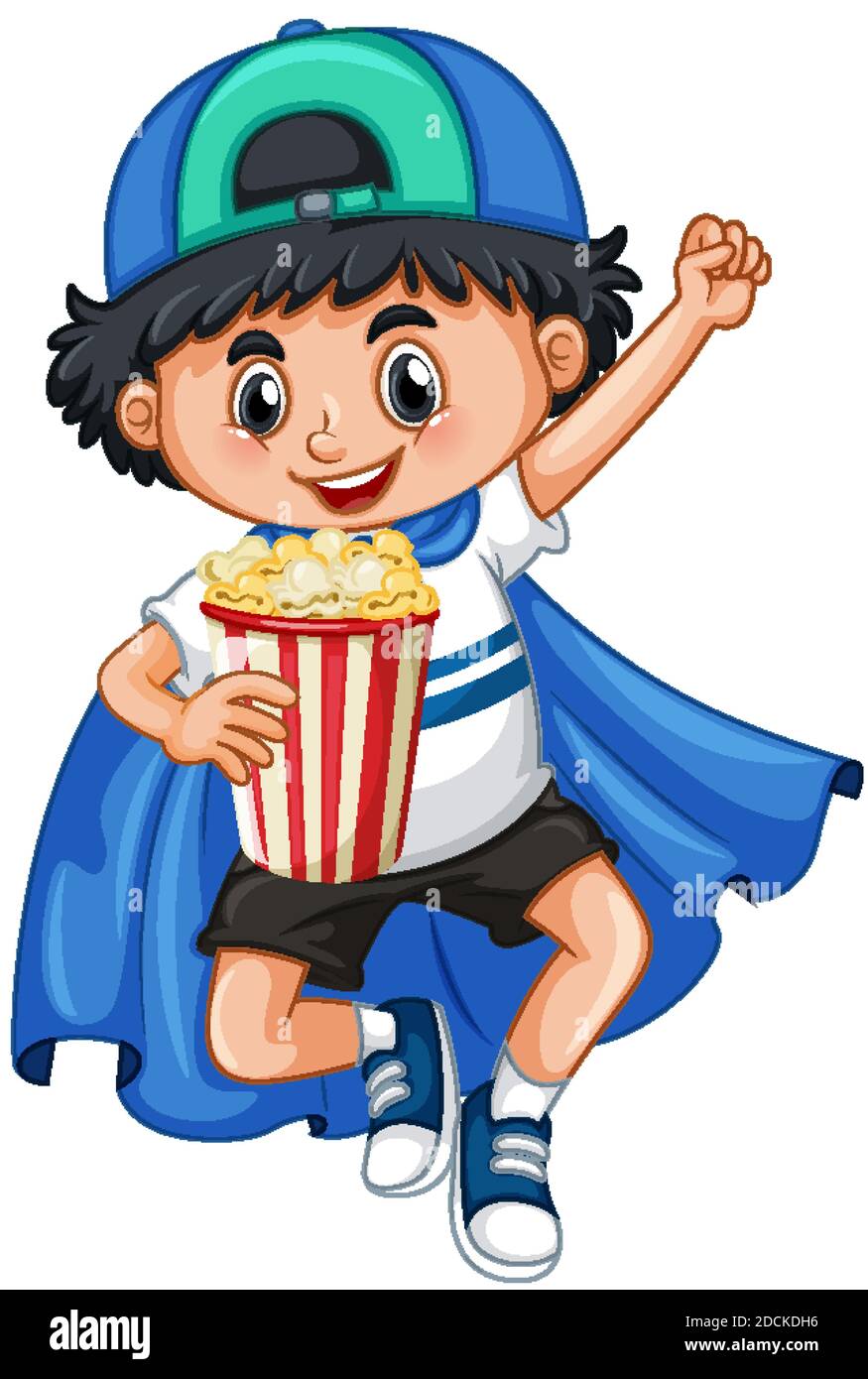 Happy boy holding popcorn illustration Stock Vector Image & Art - Alamy