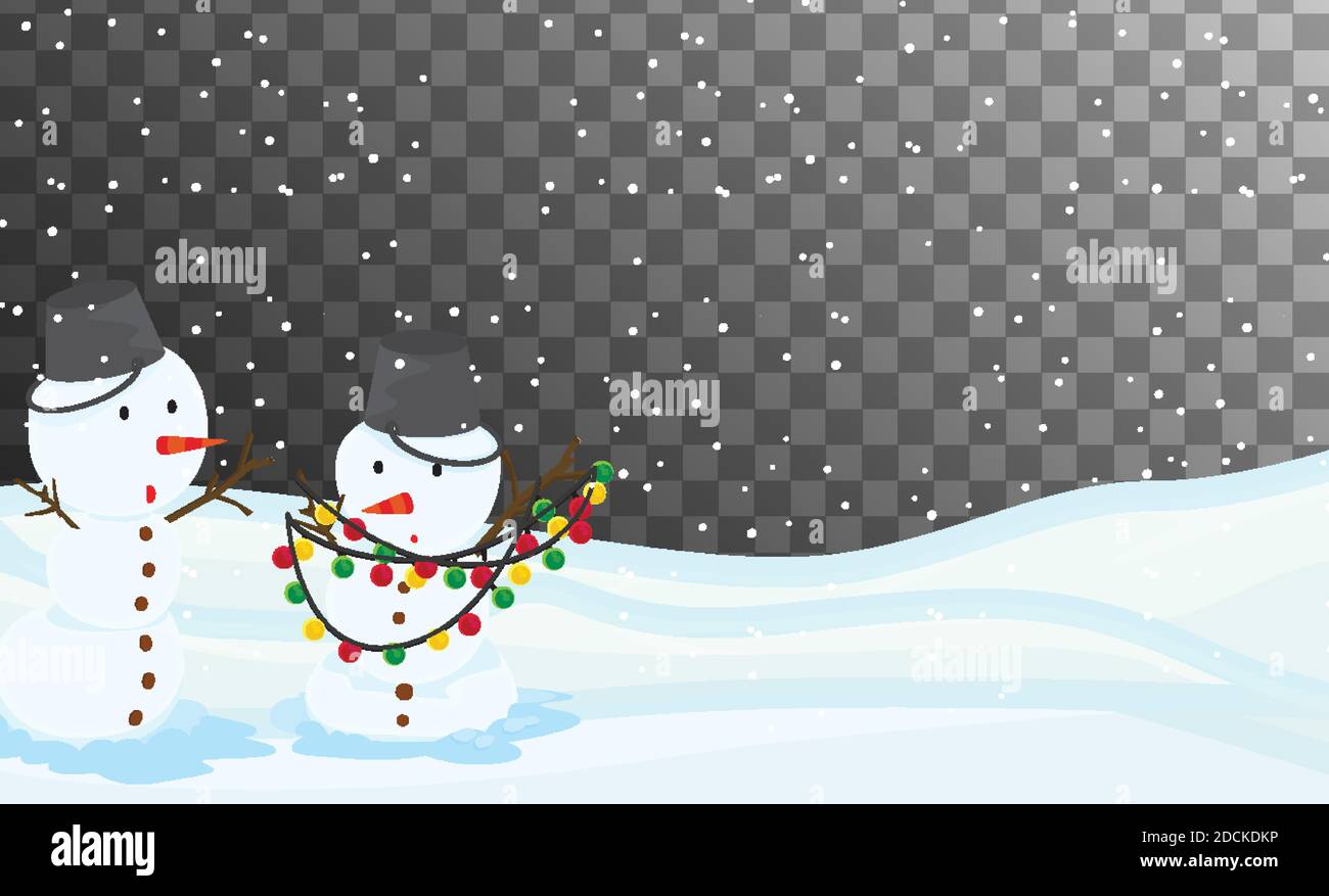 Nature scene in winter season theme with transparent background ...