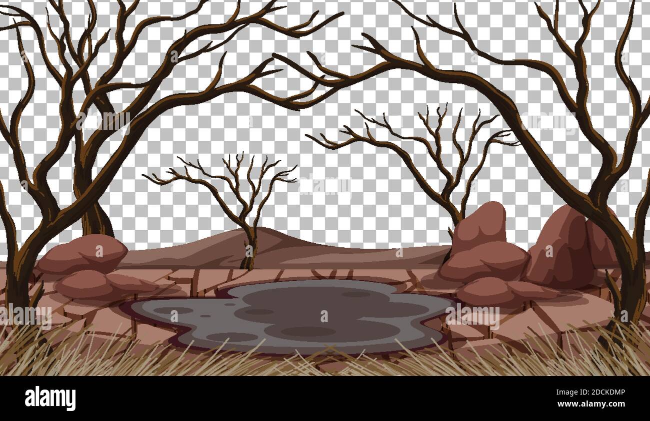 Dry cracked land landscape on transparent background illustration Stock ...