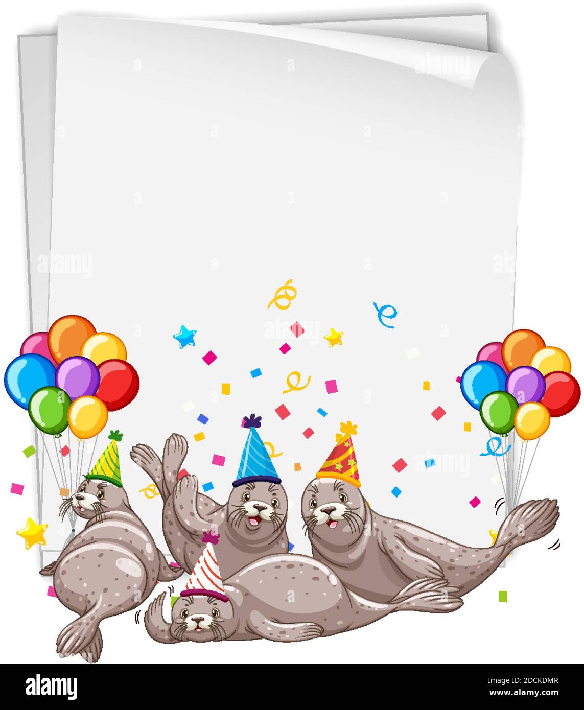 Paper template with cute animals in party theme illustration Stock ...