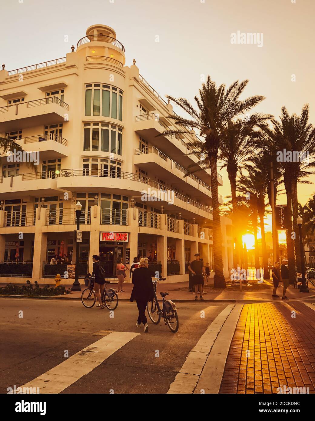 Miami South Beach, Ocean Drive during sunset Stock Photo - Alamy