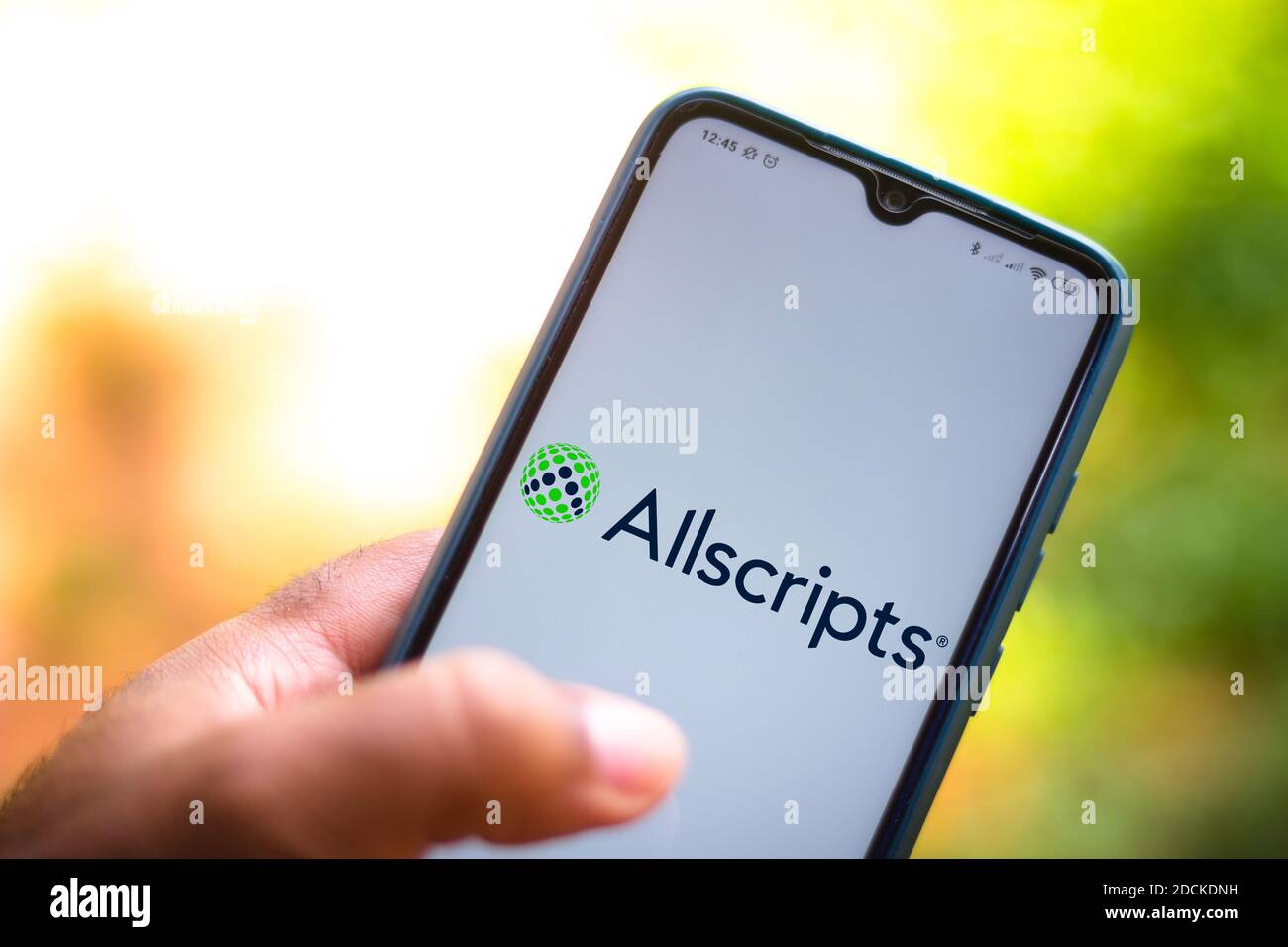 In this photo illustration the Allscripts Healthcare Solutions logo ...