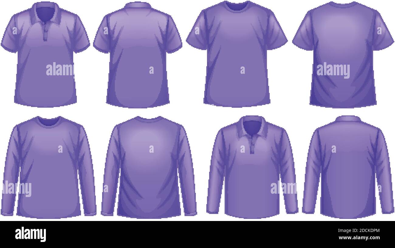Set of different types of shirt in same color illustration Stock Vector ...