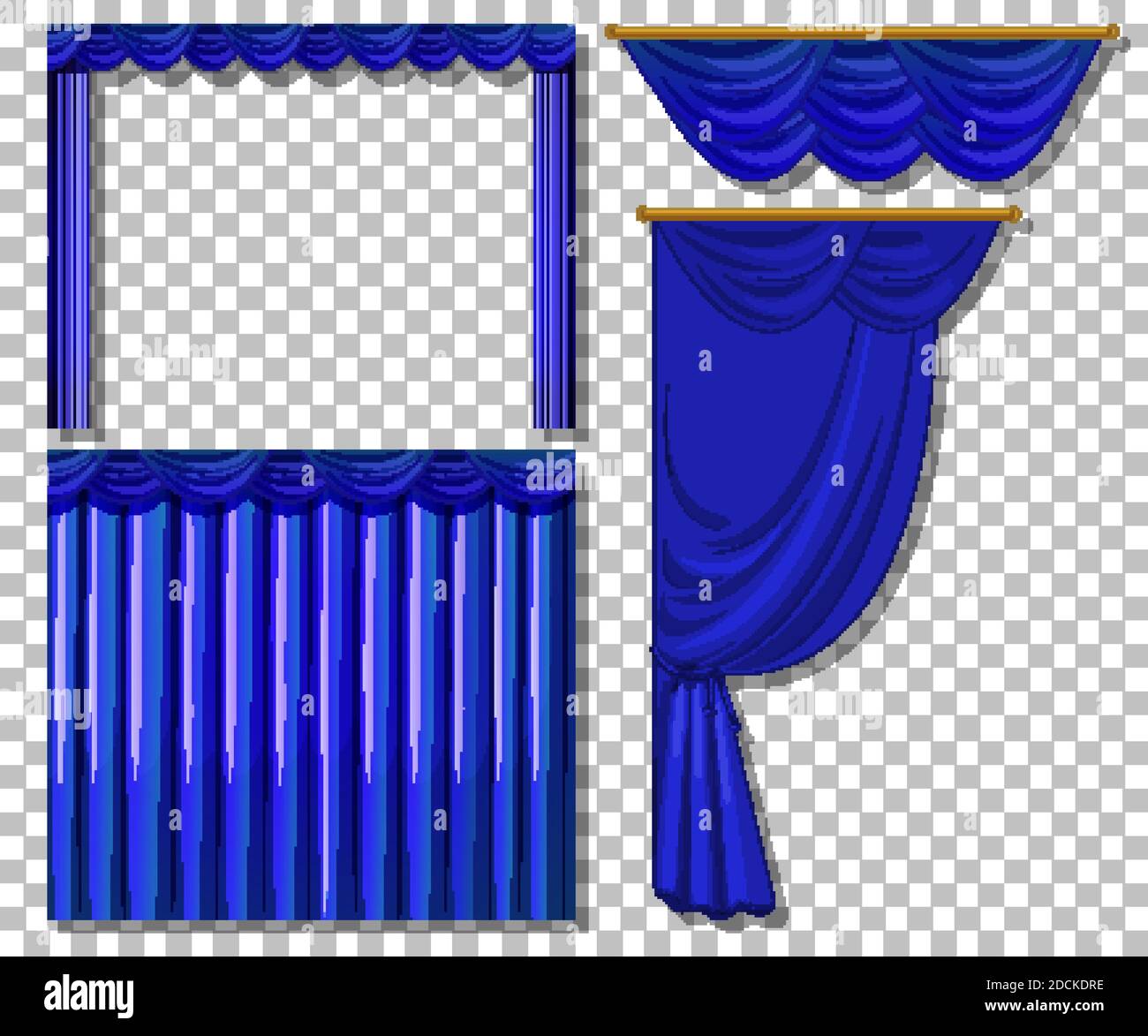 Different designs of blue curtains isolated illustration Stock Vector ...